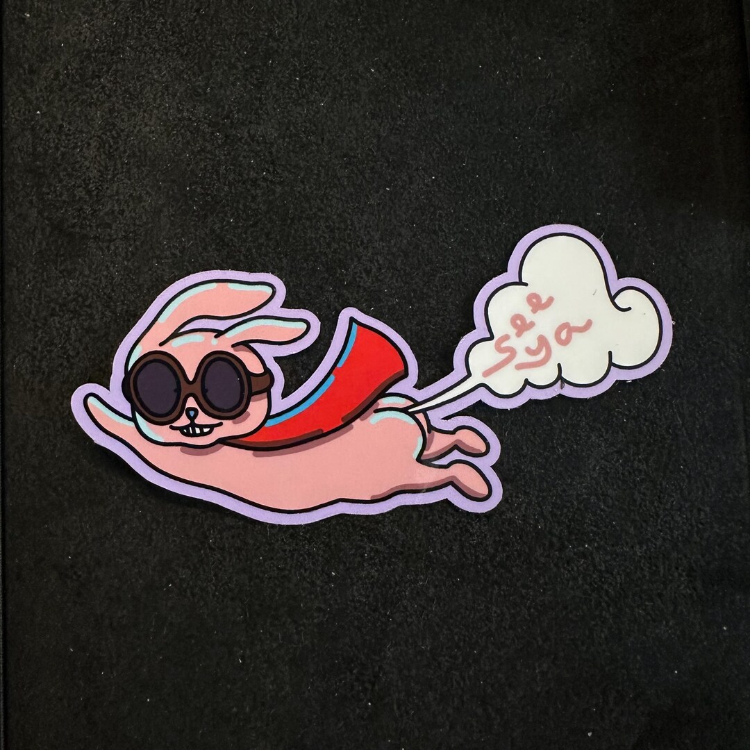 Flying Farting Bunny Waterproof Sticker - Etsy