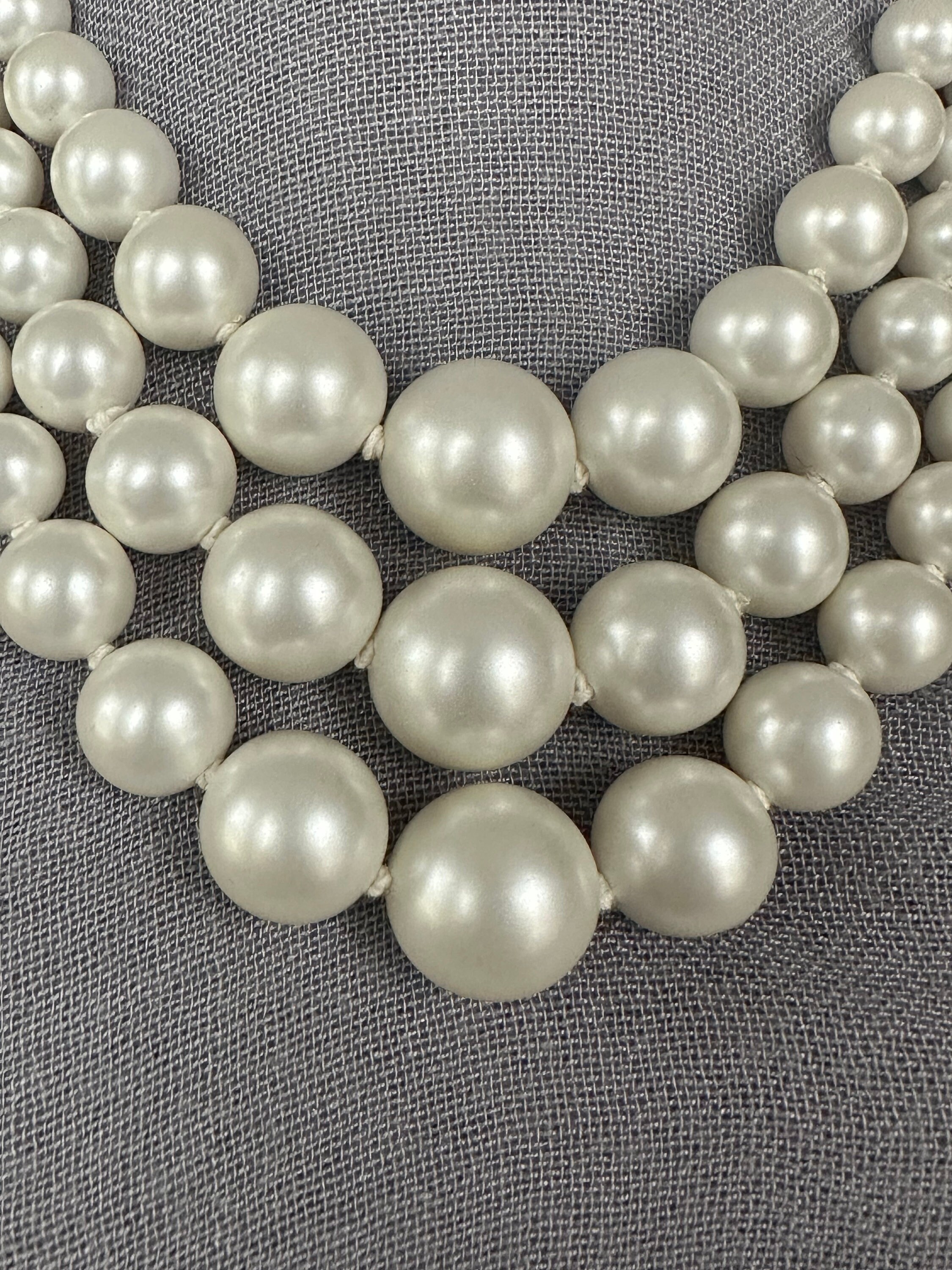 Vintage Faux off White Triple Strand Graduating Pearl Necklace - Etsy
