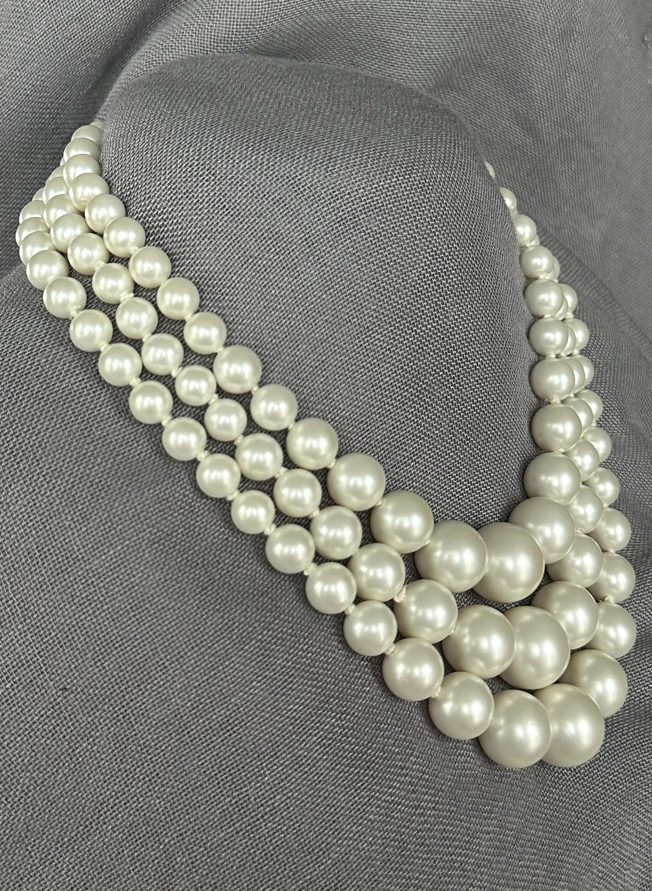 Vintage Faux off White Triple Strand Graduating Pearl Necklace - Etsy