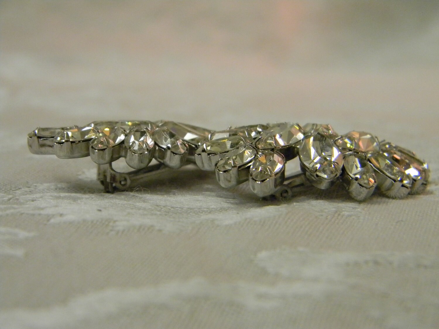 Large Vintage Marquis Rhinestone Swag Clip On Earrings | Etsy