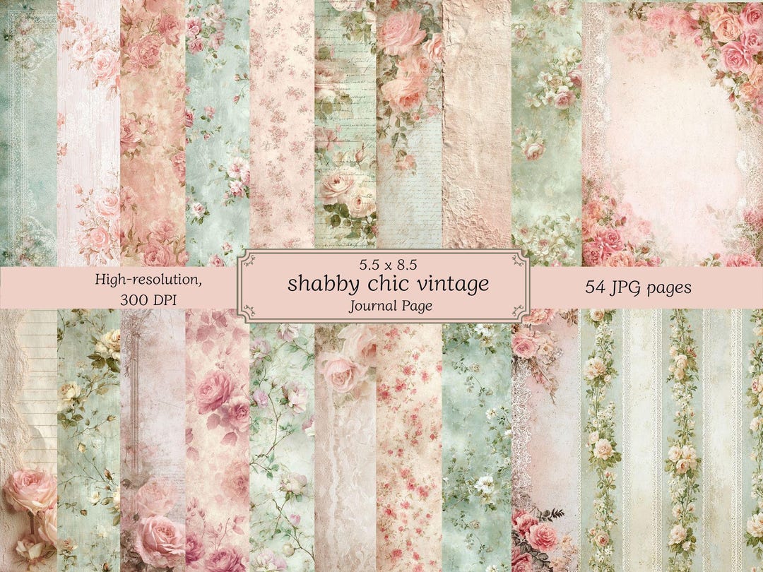 Shabby Chic Junk Journal Kit: Printable Journal Page, Scrapbook Pages ...