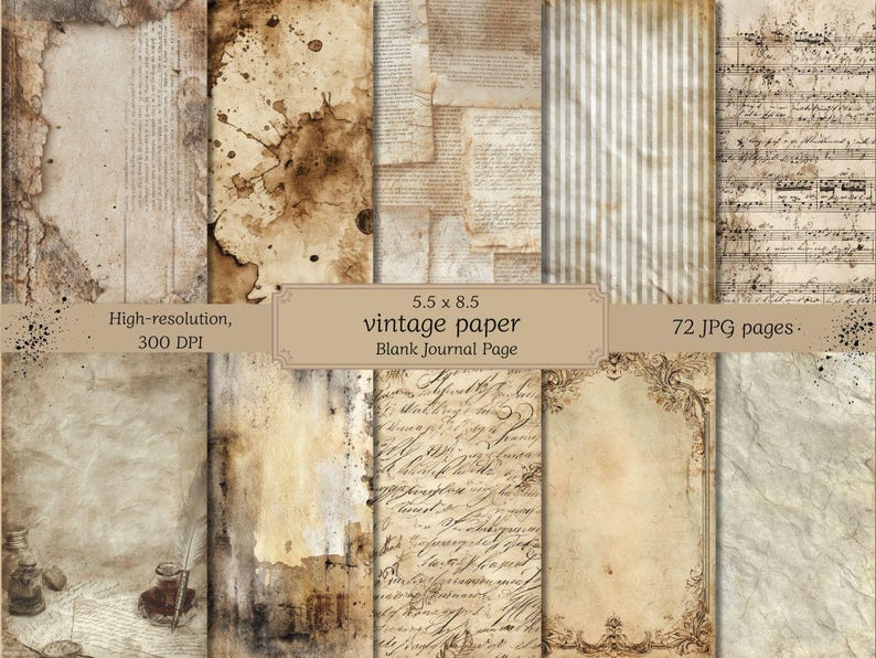 Vintage Junk Journal Kit: Blank Aged Paper, 72 Pages (digital Download ...