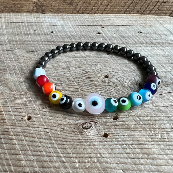 Sariblue All the Good Juju Evil Eye Hematite Bracelet Etsy