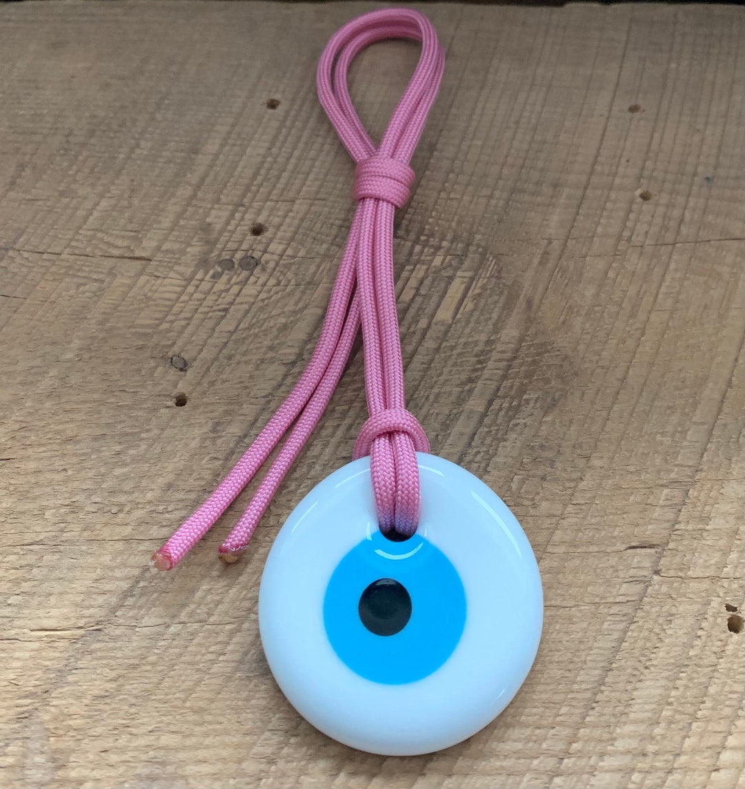 Colgante White Evil Eye Pendant Pink Paracord Glass Evil Eye - Etsy España