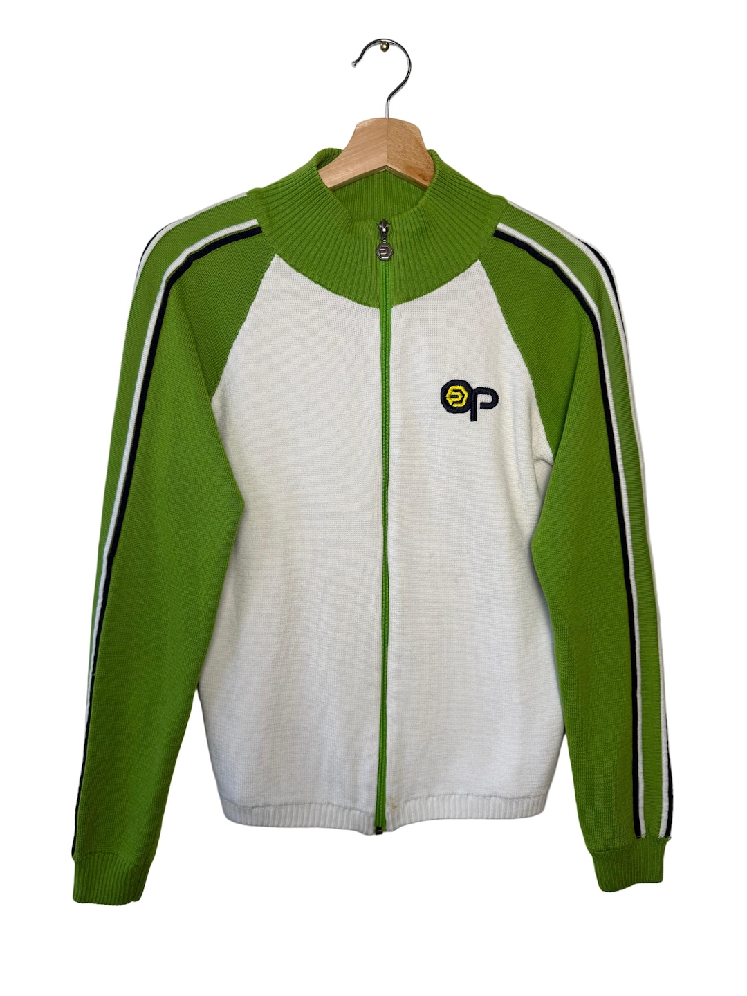 Y2K Op Women's Green & White Striped Zip-up Sweater - Etsy