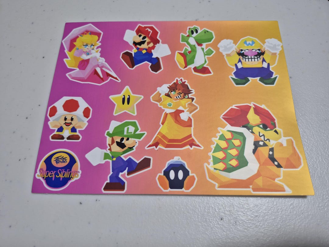 Super Mario Sticker Sheet - Mario Luigi Peach Daisy Yoshi Toad Bowser ...