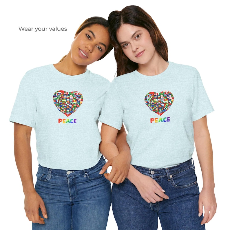 Rainbow Flag Heart Peace Tee | Inclusive Pride Shirt | Multicolor Peace ...