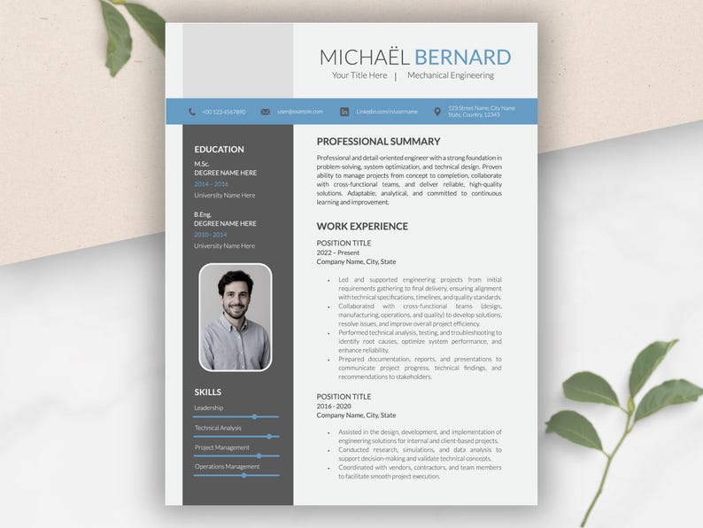 Resume Template Word | Resume & Cover Letter | Editable CV | 1 and 2 ...