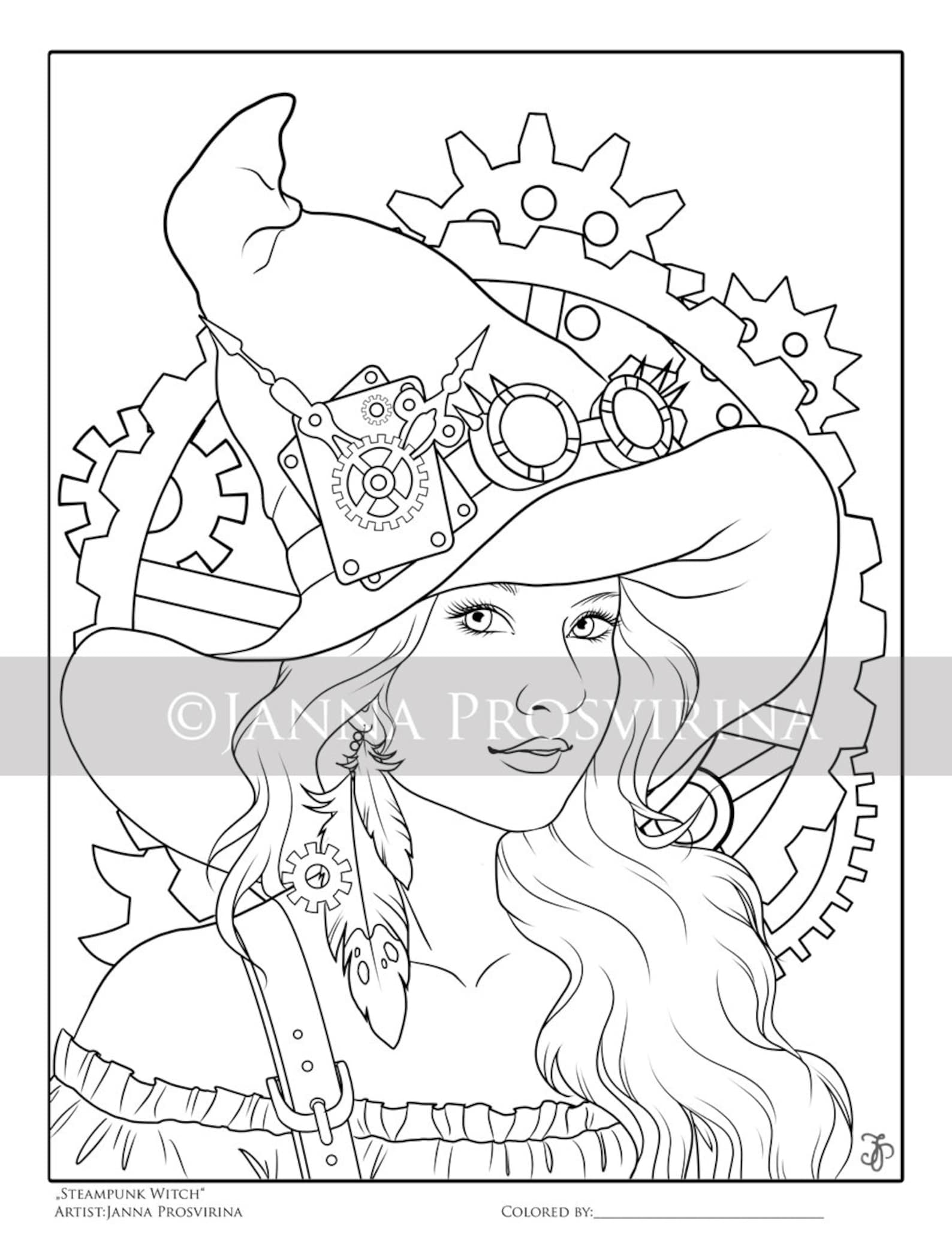 Steampunk Digital Grayscale Line Art Coloring Page Printable - Etsy