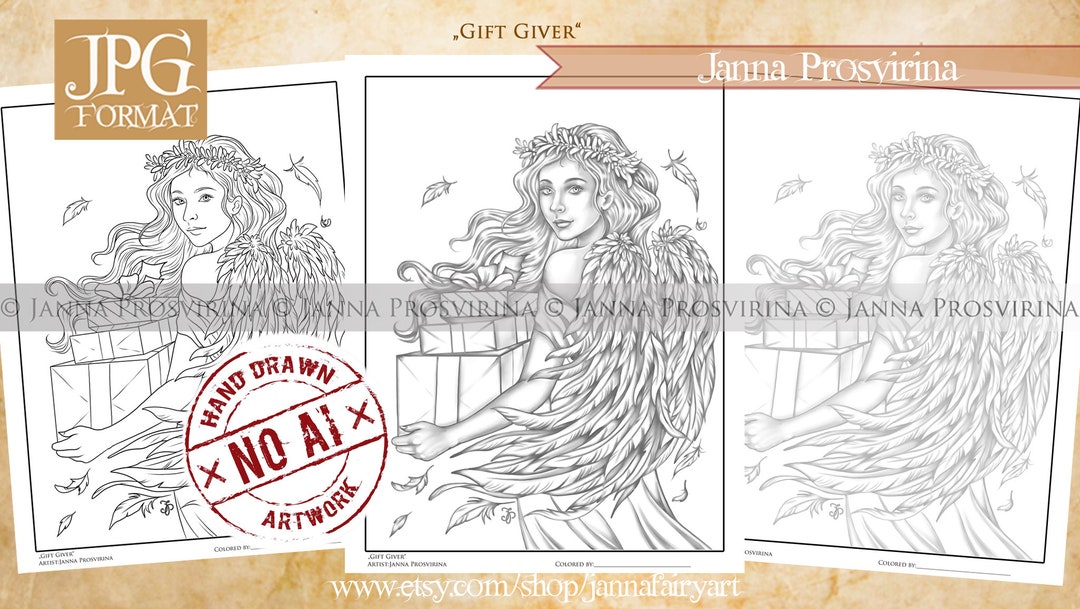 Gift Giver, Christmas Coloring Page, Instant Download, Digi Stamp, Art ...