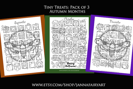 Autumn Month Treats Countdown Coloring Page Calendar to - Etsy Canada