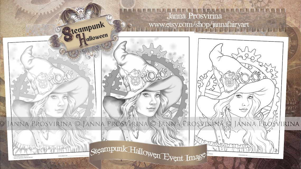 Steampunk Digital Grayscale Line Art Coloring Page Printable - Etsy