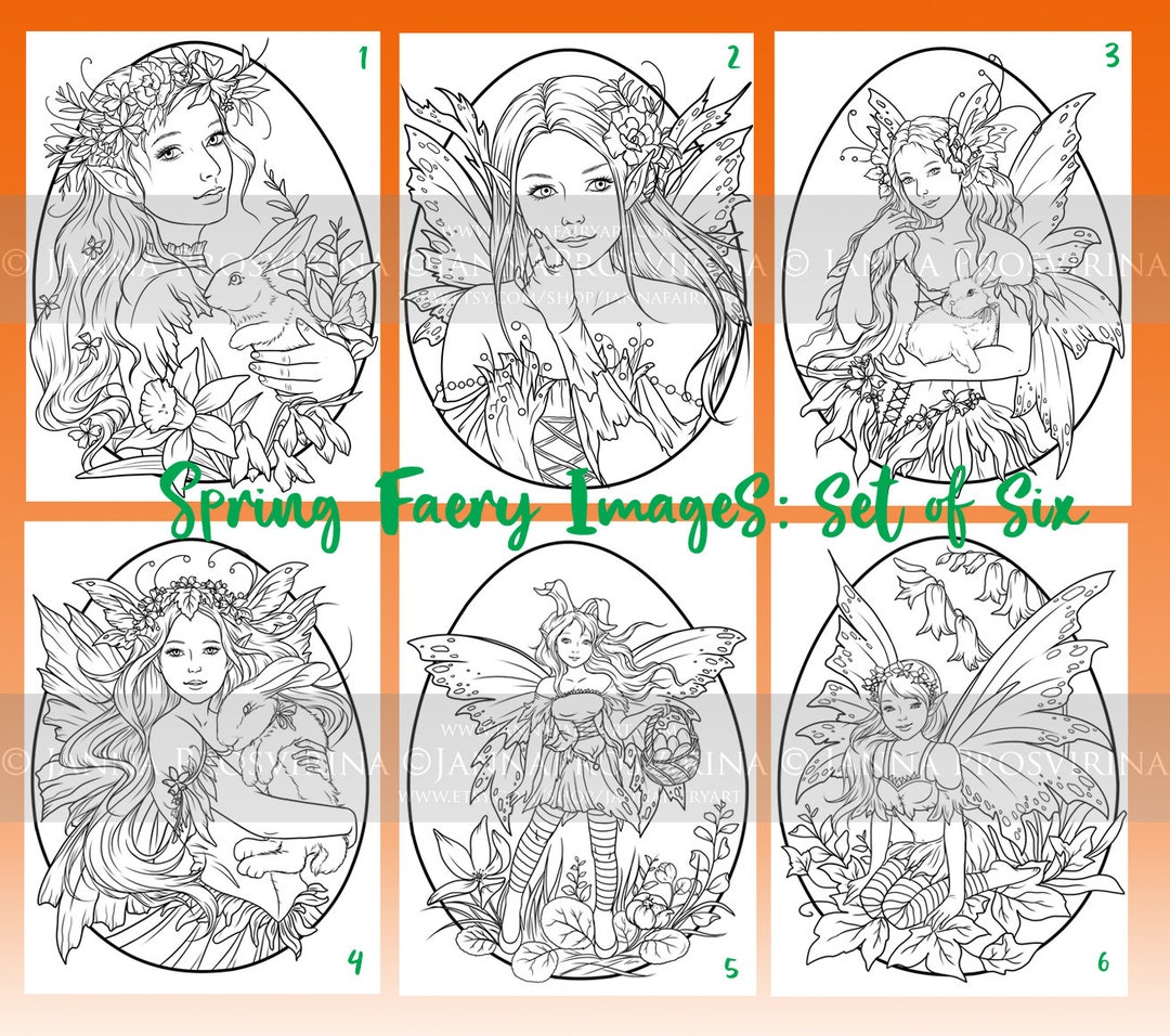 Digital Stamp, Printable Coloring Page, Easter, Fairy, Spring, Digi ...