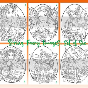 Digital Stamp Printable Coloring Page Easter Fairy Spring | Etsy