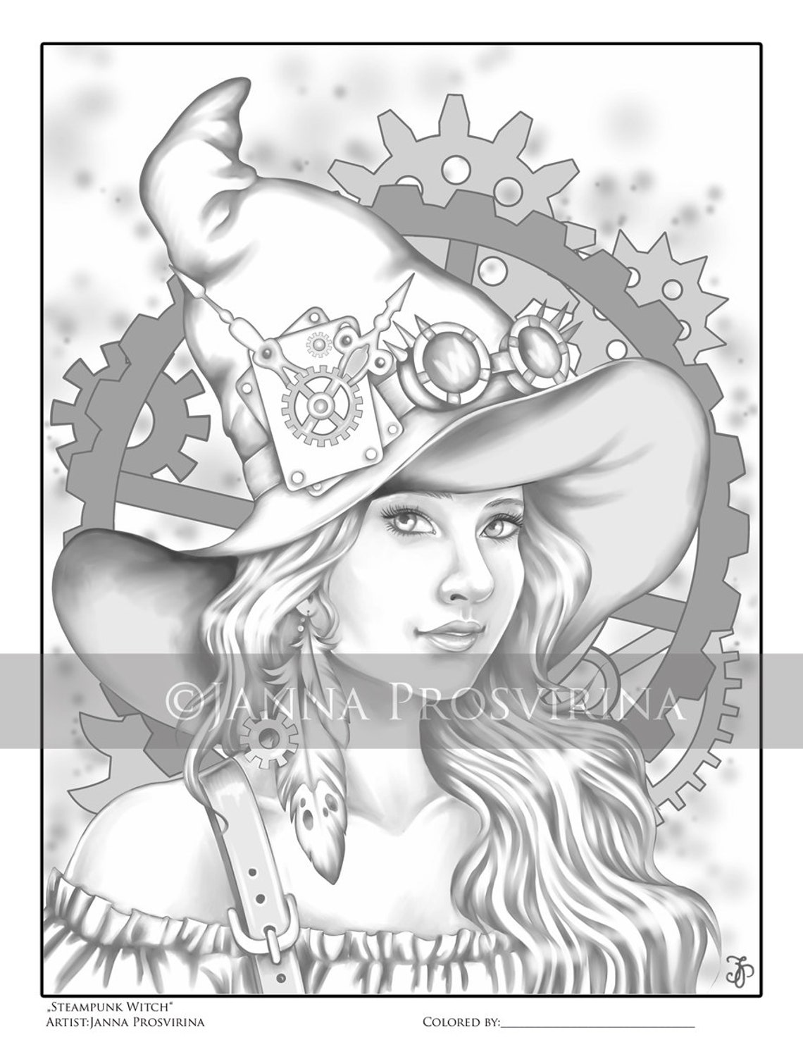 Steampunk Digital Grayscale Line Art Coloring Page Printable - Etsy
