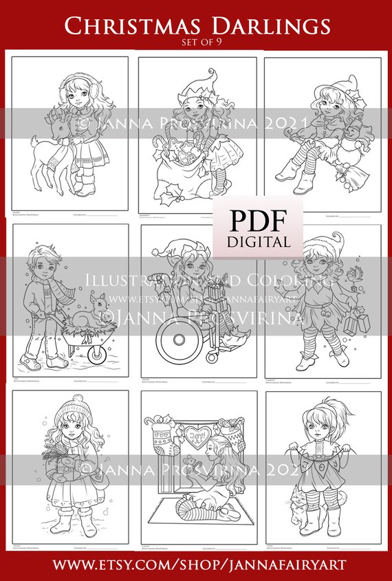 Digital Stamp Printable Coloring Page Christmas Winter | Etsy