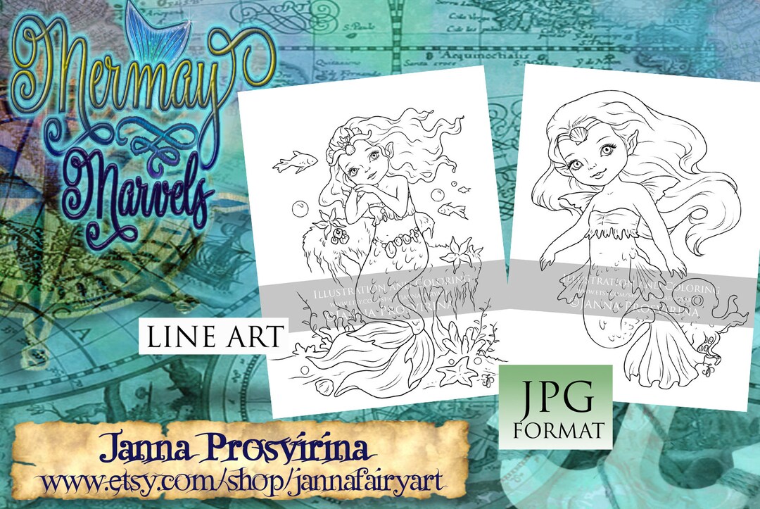 Mermay Marvels Digital Coloring Page, Instant Download, Digi Stamp, Art ...