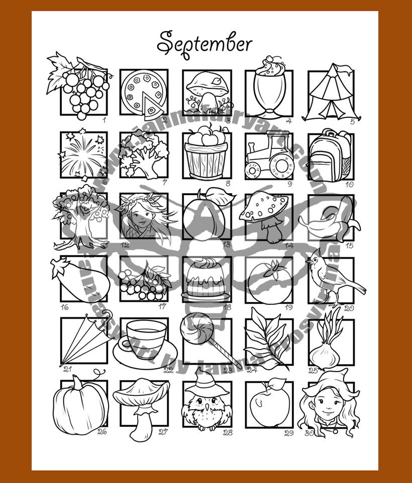 September Calendar Clipart Black And White