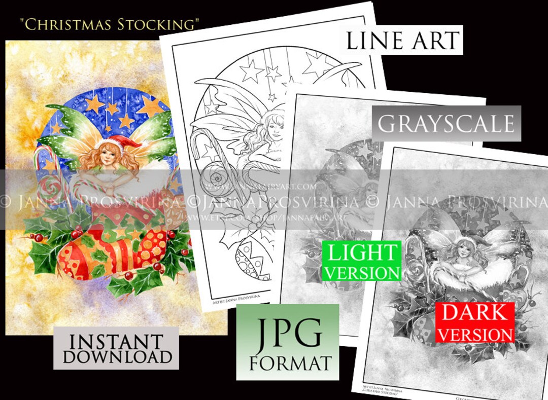 PRINTABLE, Coloring Page, Christmas, Winter, Digital Stamp, Adult ...