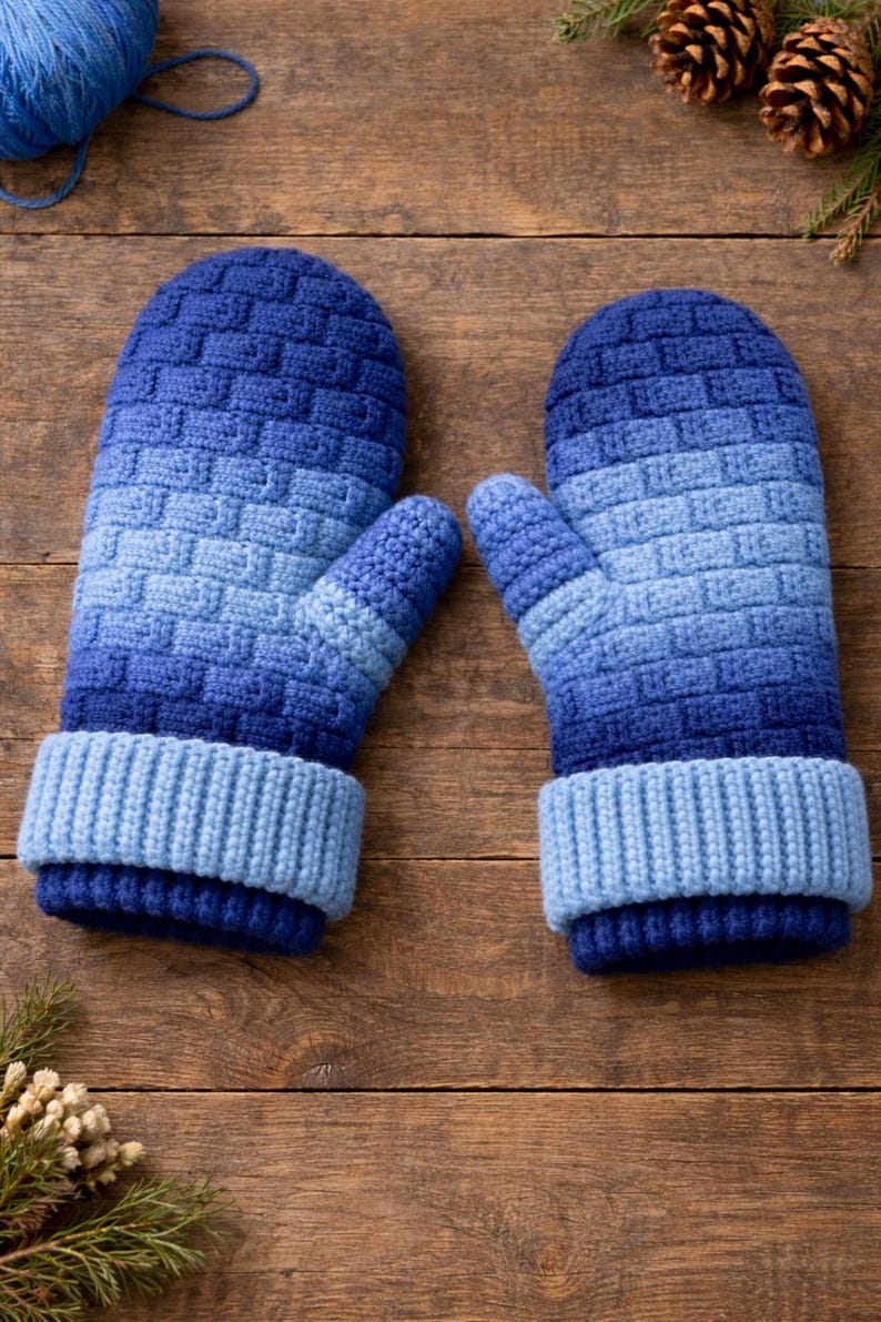 Sunset Ridge Mittens Crochet Pattern | Basket Weave Mittens | Fold Over ...