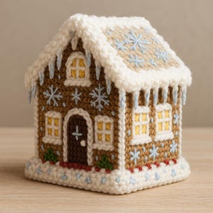 Snow Covered Gingerbread House Crochet Pattern | Winter Decor | Ice ...