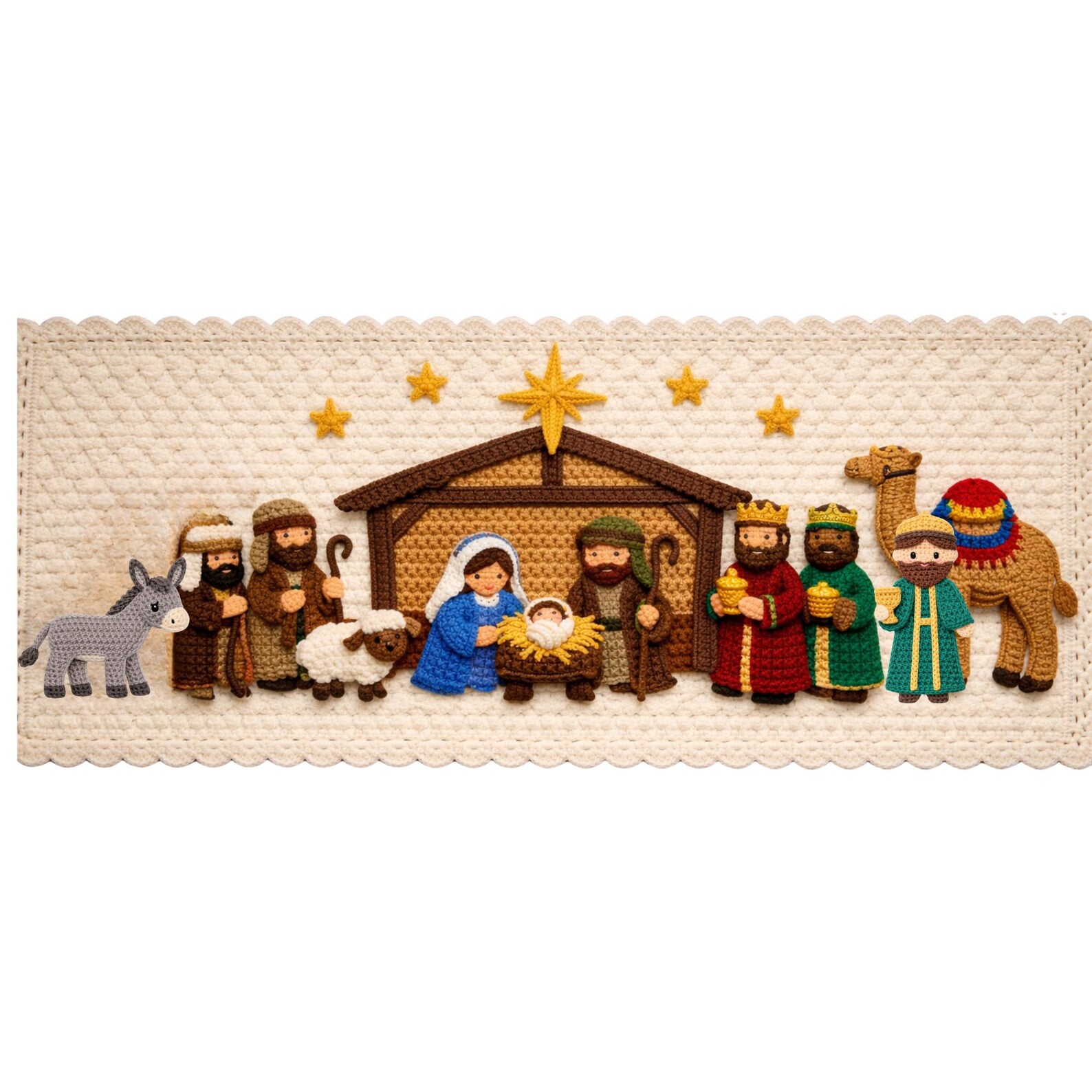 Nativity Table Runner Crochet Pattern | Full Christmas Nativity Scene ...