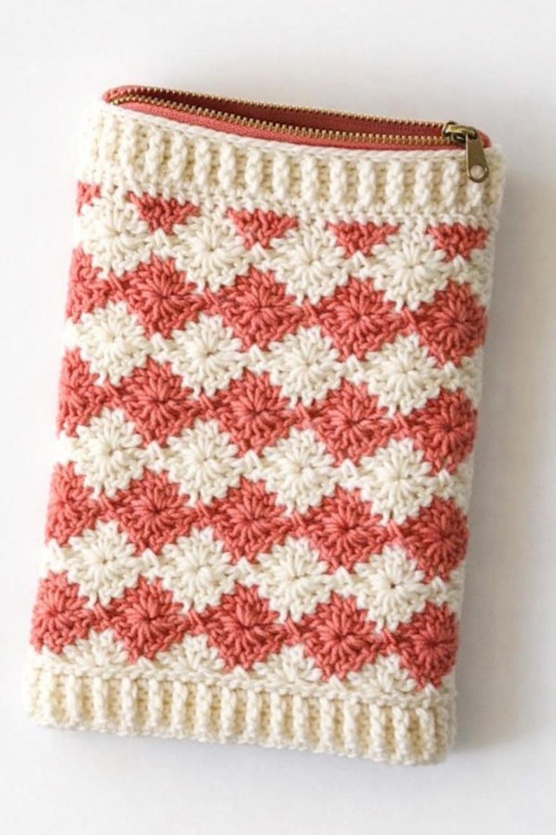 Harlequin Stitch Ereader Sleeve Crochet Pattern | Zipper Pouch (PDF ...