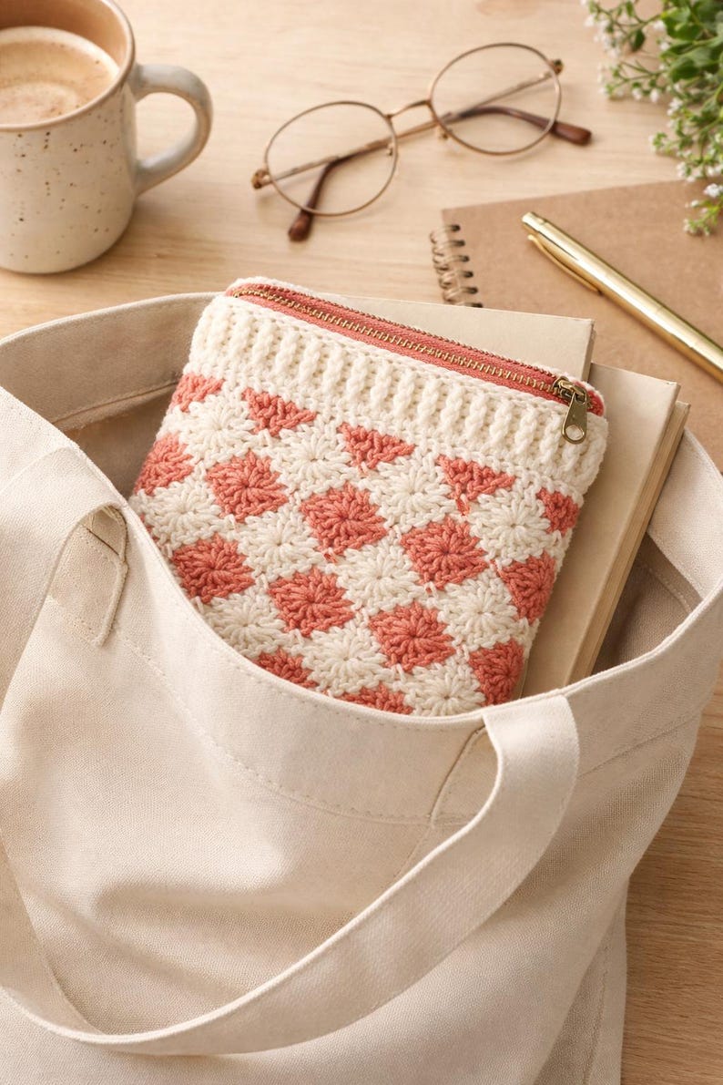 Harlequin Stitch Ereader Sleeve Crochet Pattern | Zipper Pouch (PDF ...