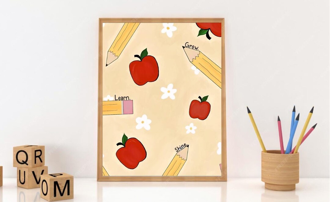 Classroom Wall Art | Homeschool | Back to School | Apples and Pencils ...