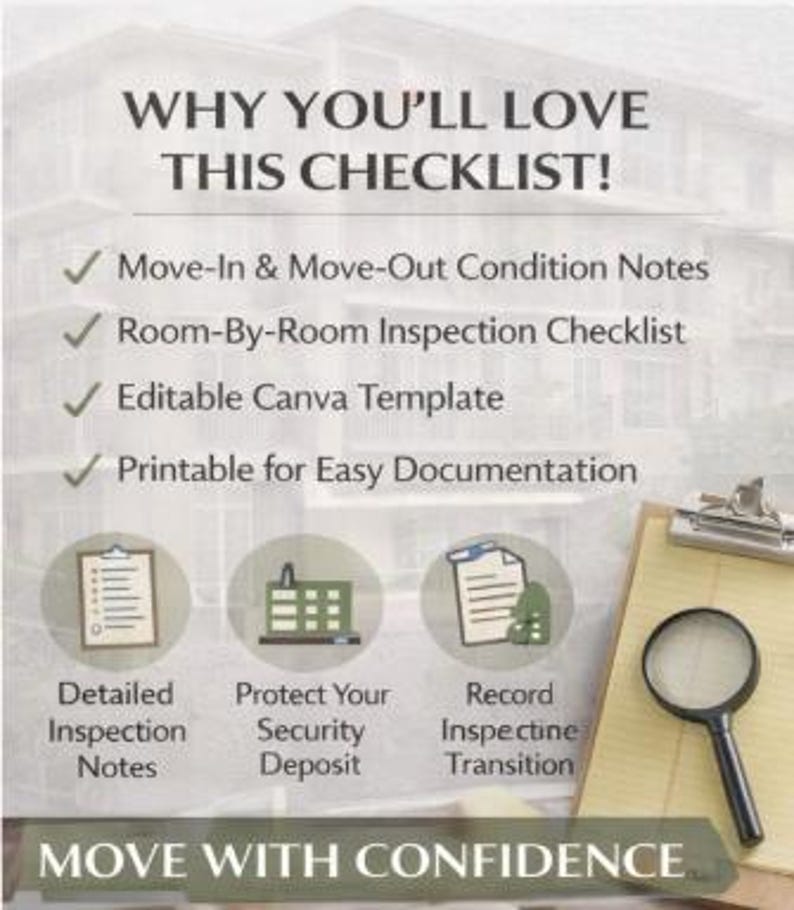 Apartment Inspection Checklist Printable | Move in Move Out Inspection ...