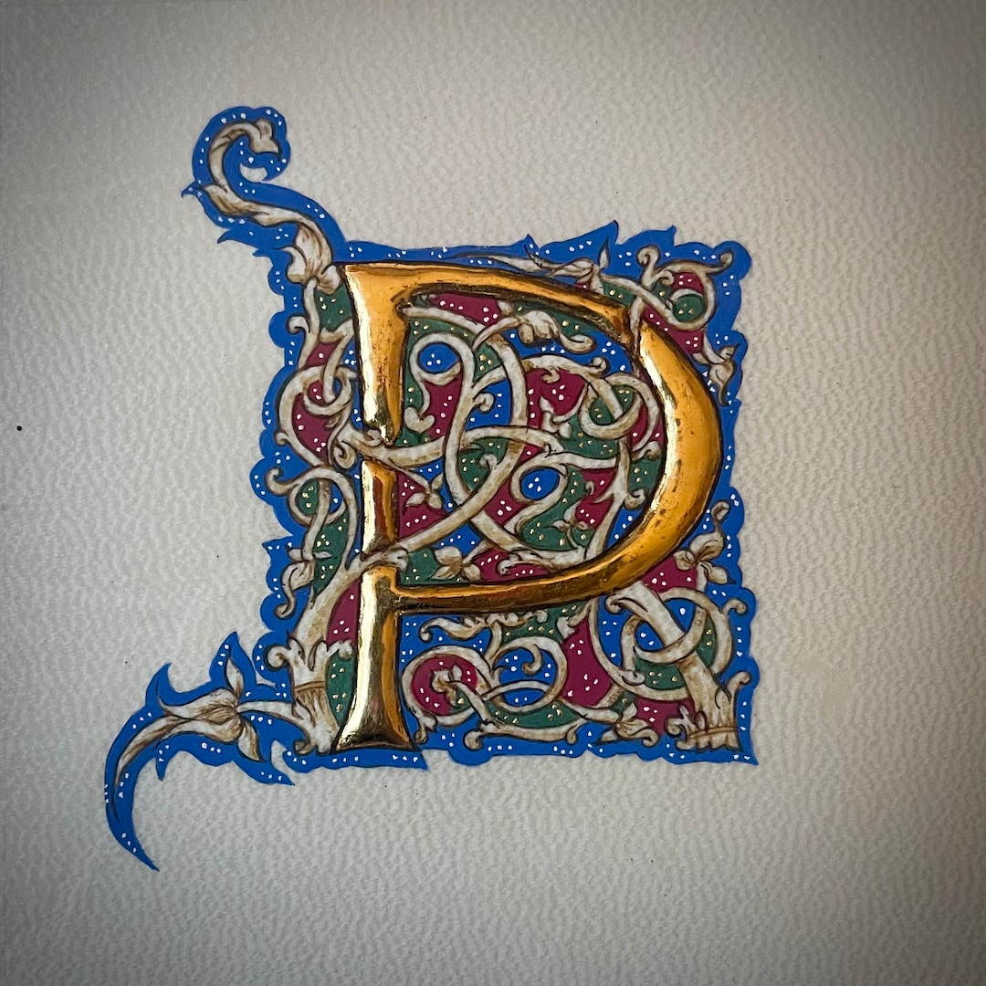 Lettre P Enluminée Sur Parchemin Feuille D'or Et Détrempe à L'oeuf - Etsy