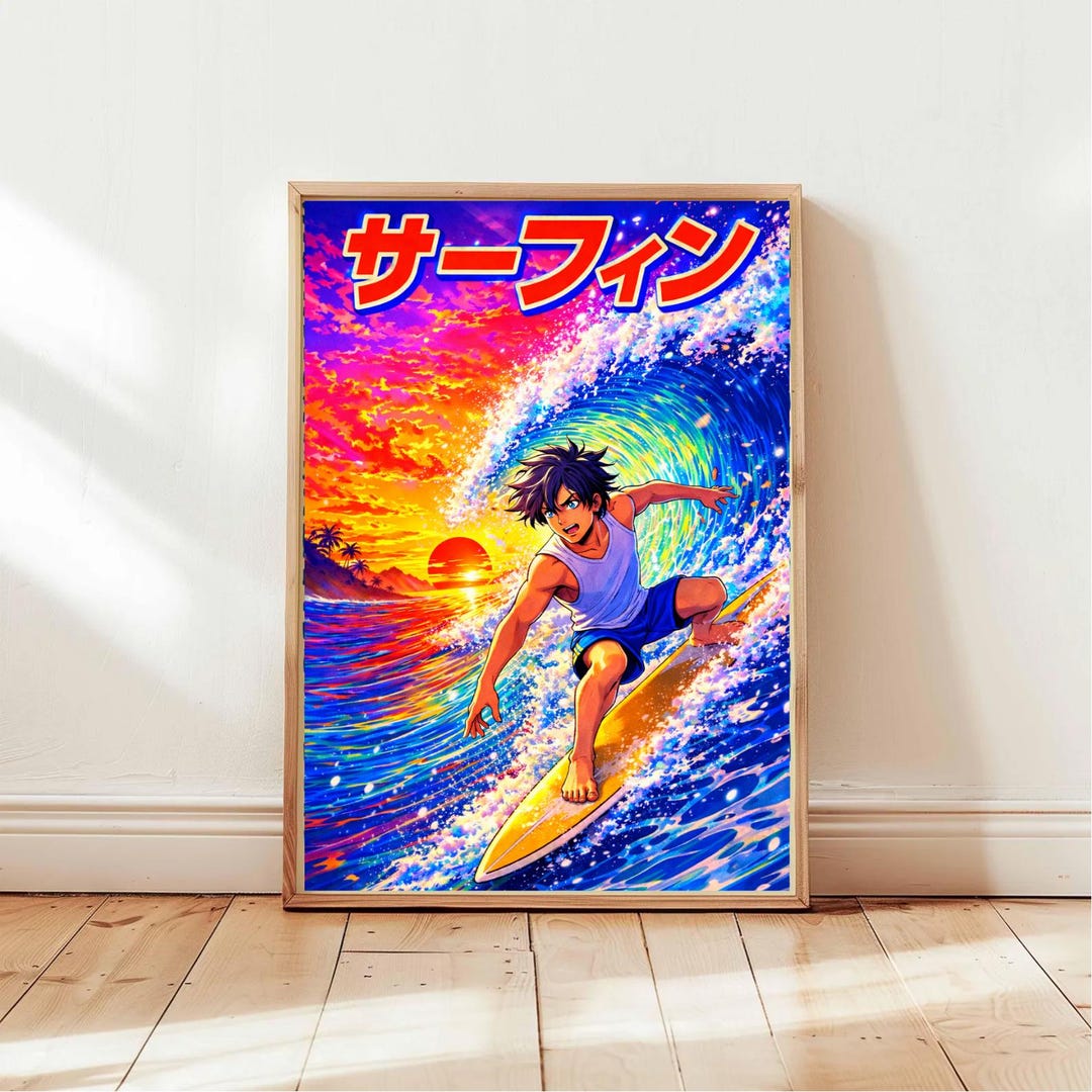 Anime Surf Poster – Japanese Manga Art Print - Etsy