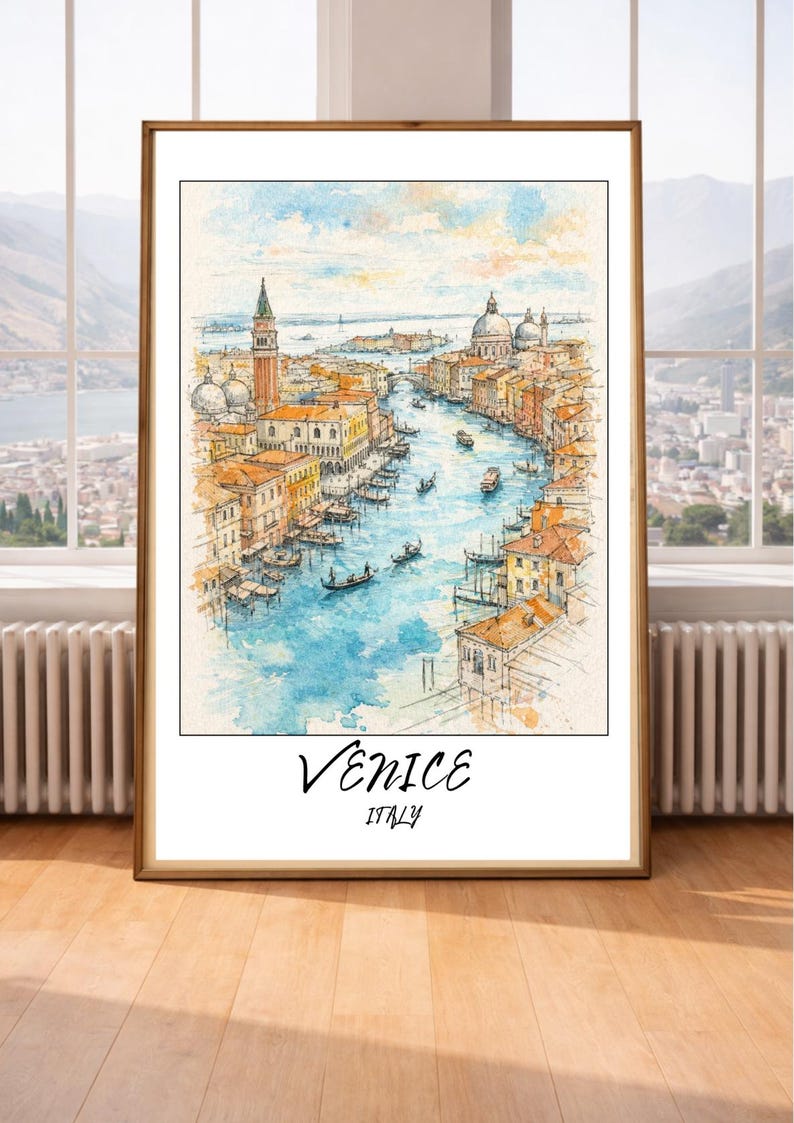Venice Map Art Print | Hand-drawn Style Venice Illustration | Grand ...