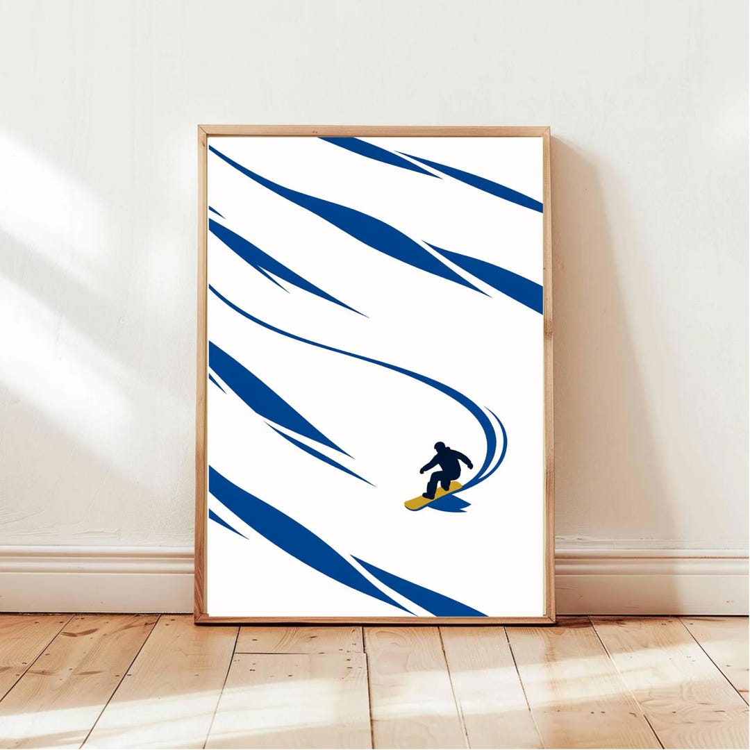 Minimalist Snowboarding Art Print | Modern Winter Decor - Etsy
