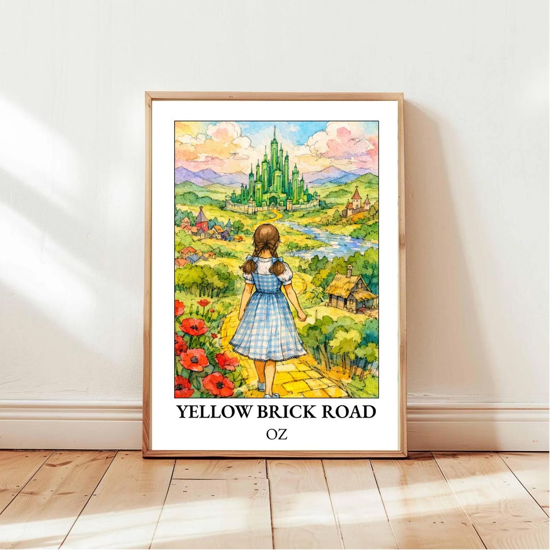 Wizard of Oz Poster – Dorothy, Yellow Brick Road Watercolour Art - Etsy UK