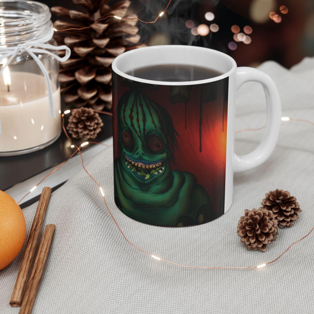 Horror Monster Ceramic Mug Creepy Green Creature Coffee Cup 11oz & 15oz ...