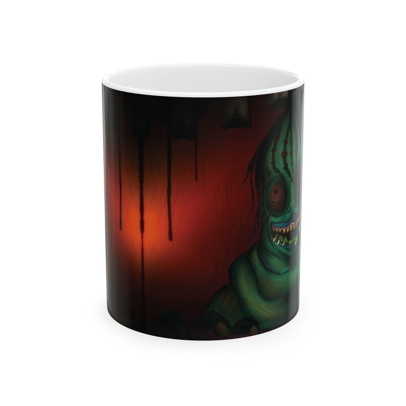 Horror Monster Ceramic Mug Creepy Green Creature Coffee Cup 11oz & 15oz ...