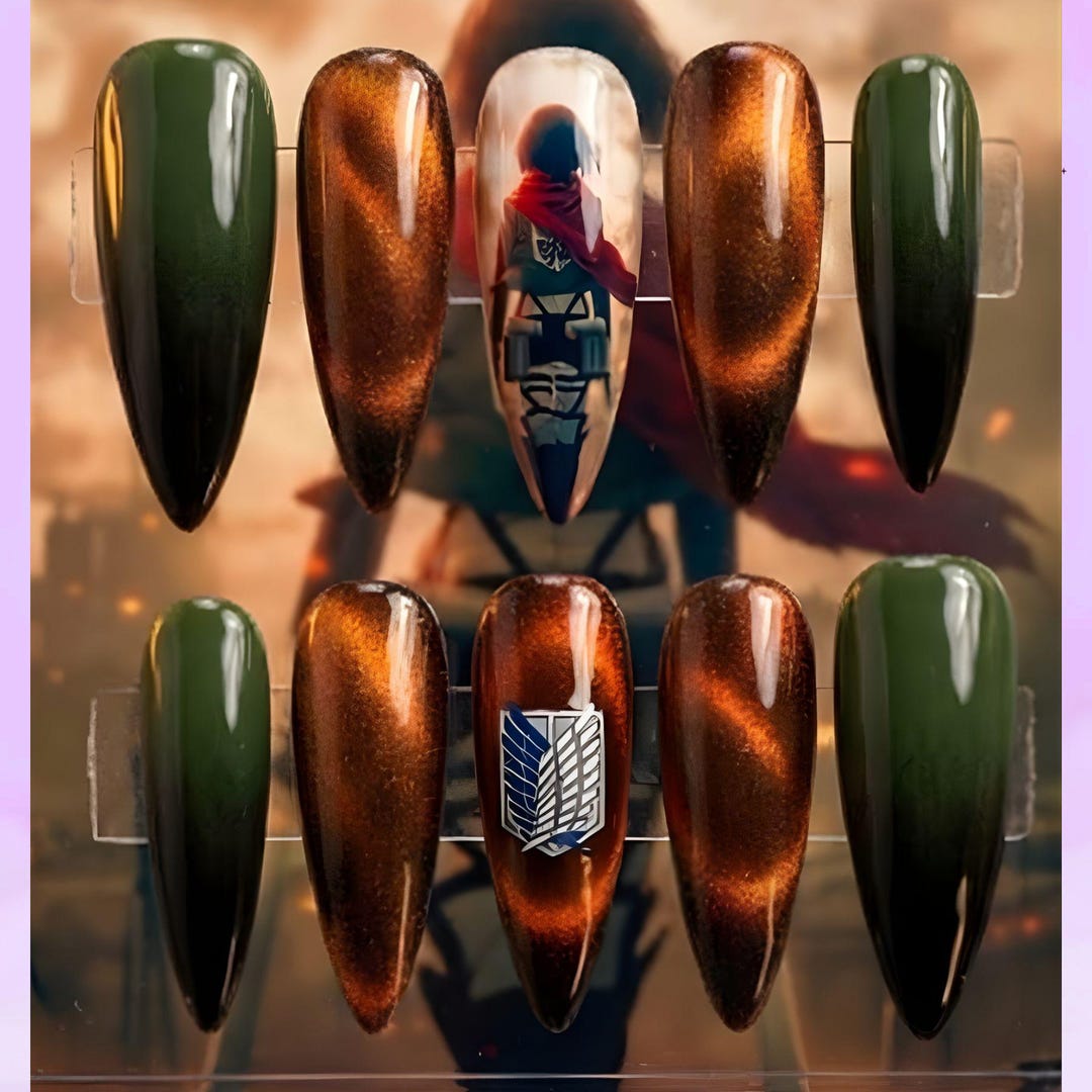 Mikasa Attack on Titan Press on Nails | Wings of Freedom Stiletto Nails ...