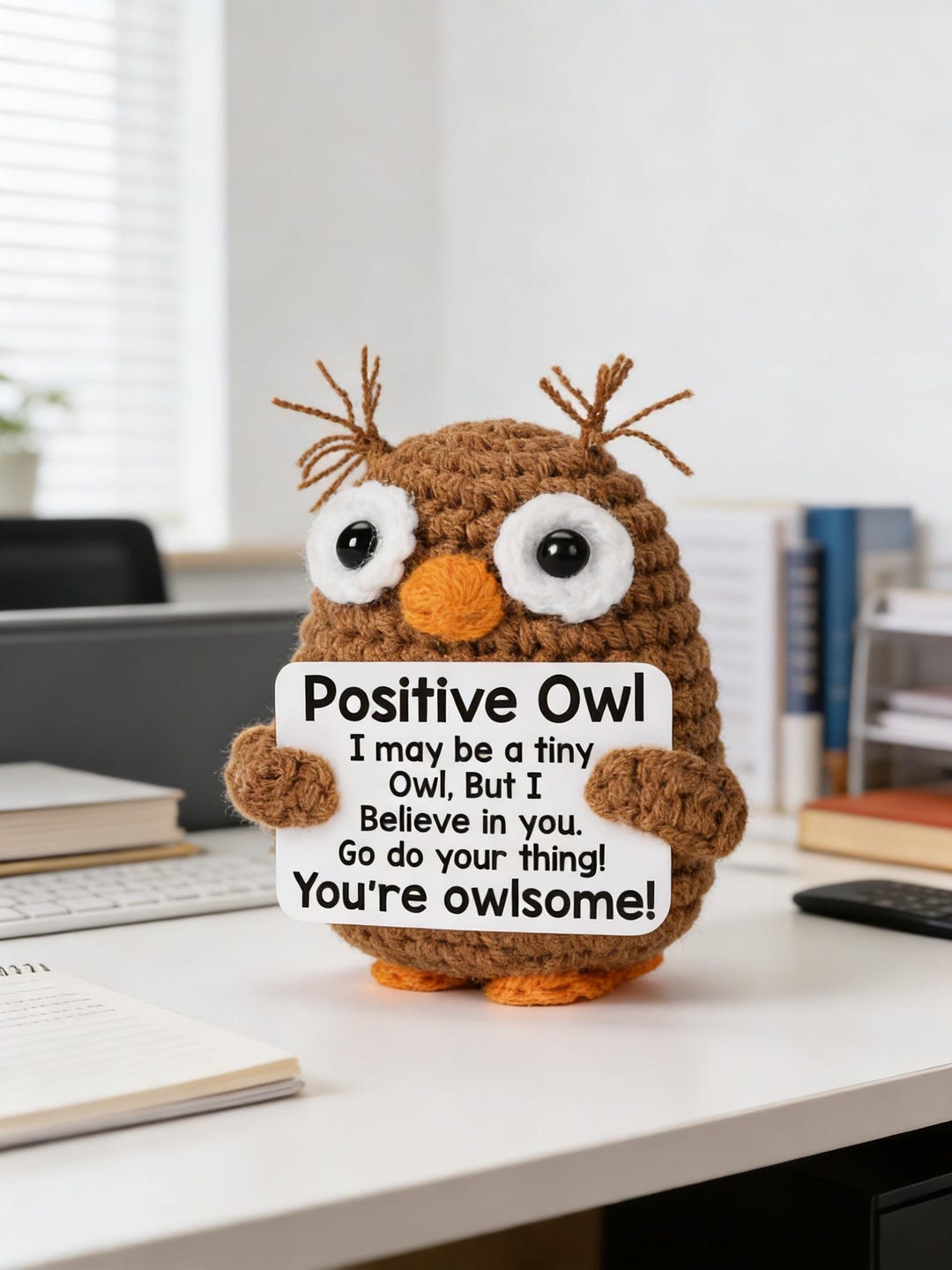 Handmade Positive Owl Crochet Plush - Emotional Support Gift, Desktop ...