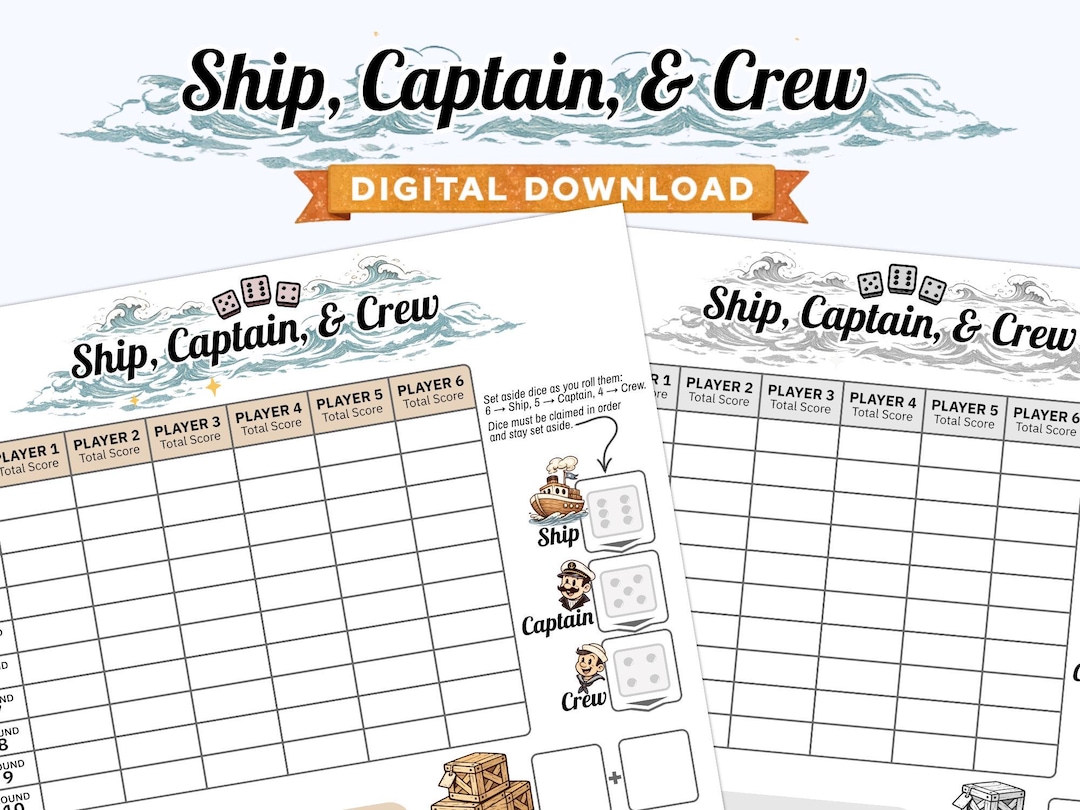 Ship, Captain, & Crew – Printable Dice Game for Families and Classrooms ...