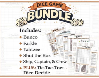 Dice Game Bundle: Printable Scorecards | Bunco, Farkle, Yahtzee, Tic ...