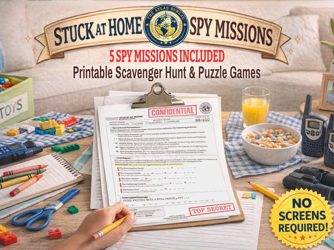 Indoor Scavenger Hunt for Kids: Printable Spy Mission & Detective ...