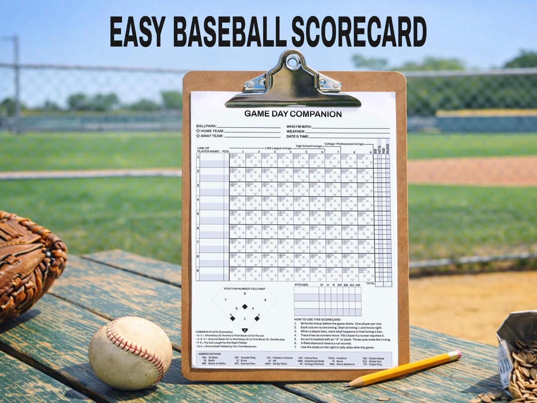 Simple Printable Baseball Scorecard, Easy to Use Scorebook for Kids ...