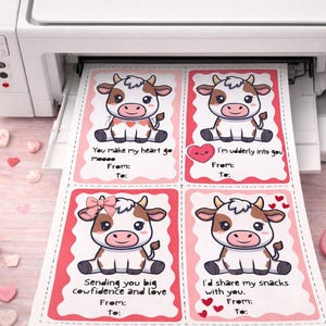 Highland Cow Valentine’s Day Cards – Printable Digital Download ...