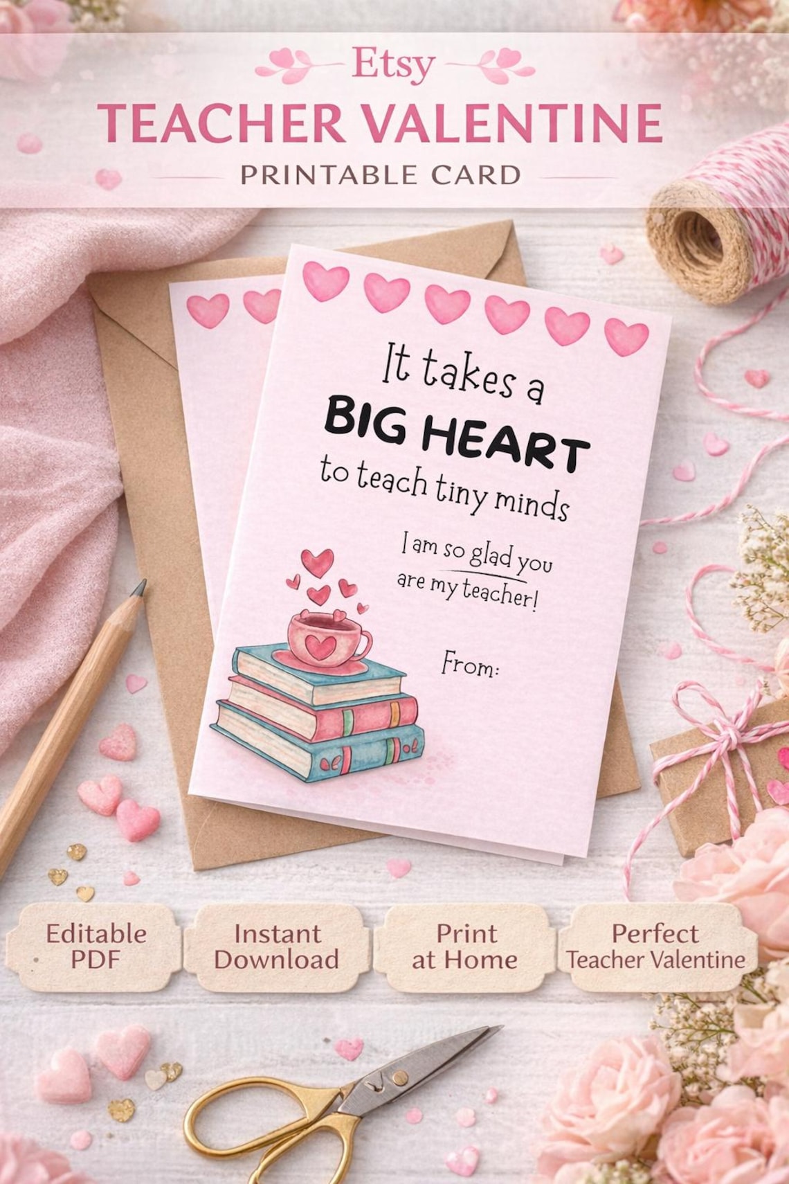 Valentine-for-teacher, Teacher Valentine Card, Digital Download - Etsy