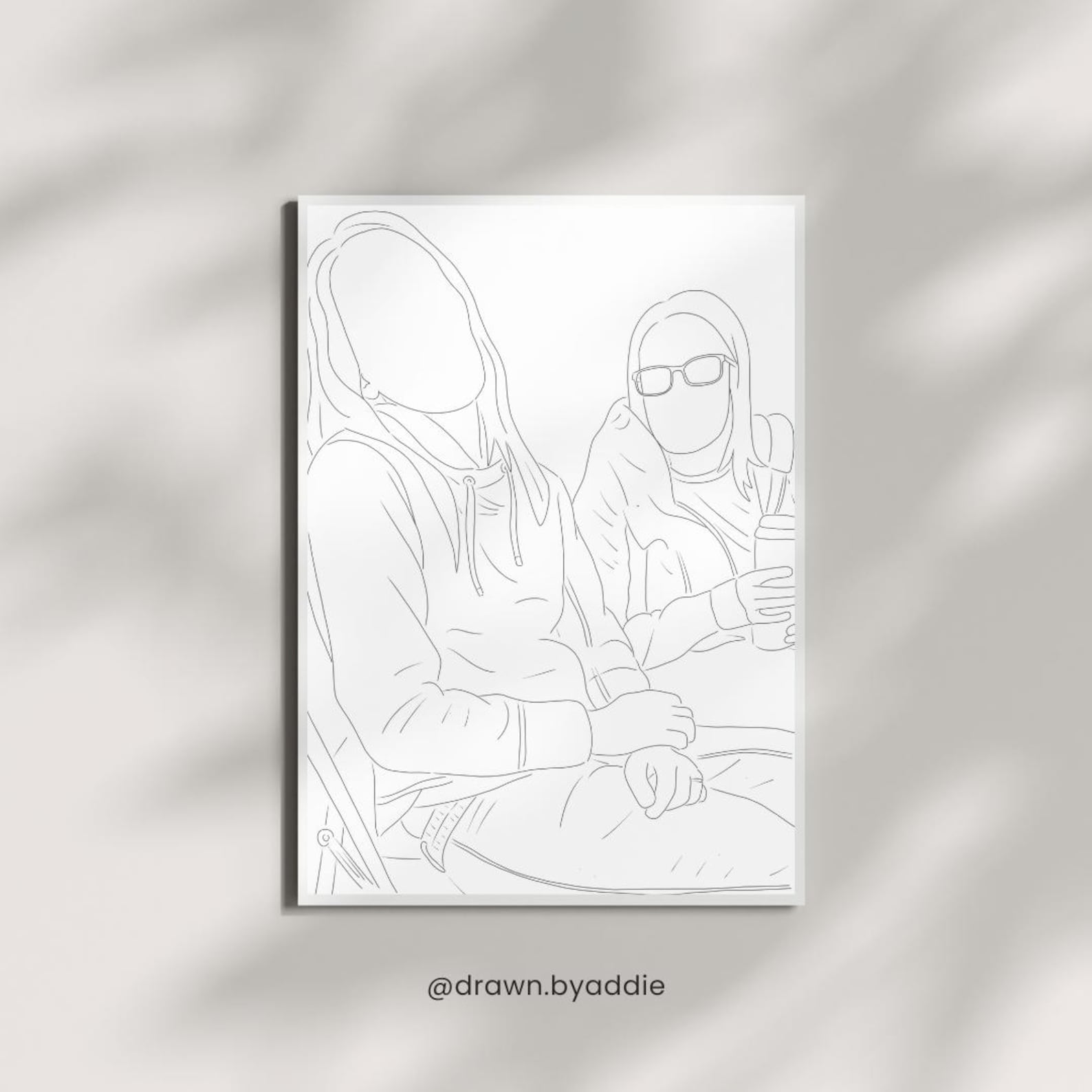 Bestie Line Art Print – Minimal Hand Drawn Illustration, Friendship ...