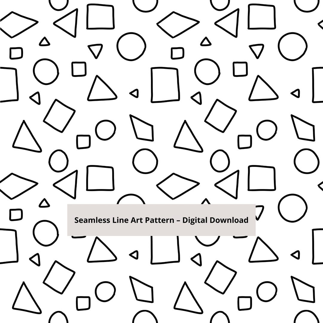 Minimal Line Art Simple Shapes Seamless Pattern | Digital Download for ...