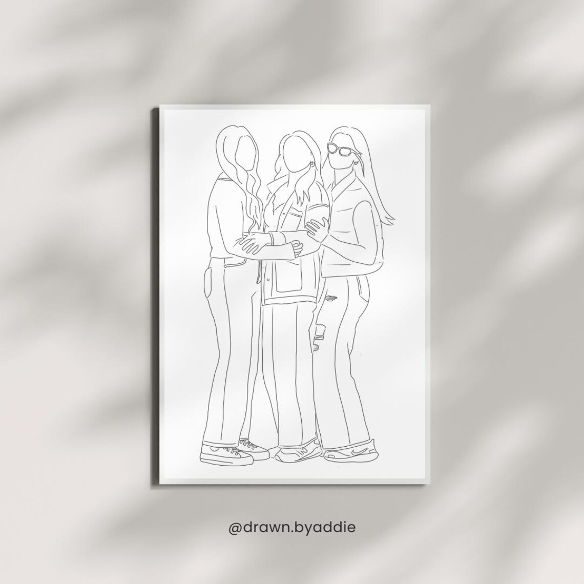 Bestie Line Art Print – Minimal Hand Drawn Illustration, Friendship ...