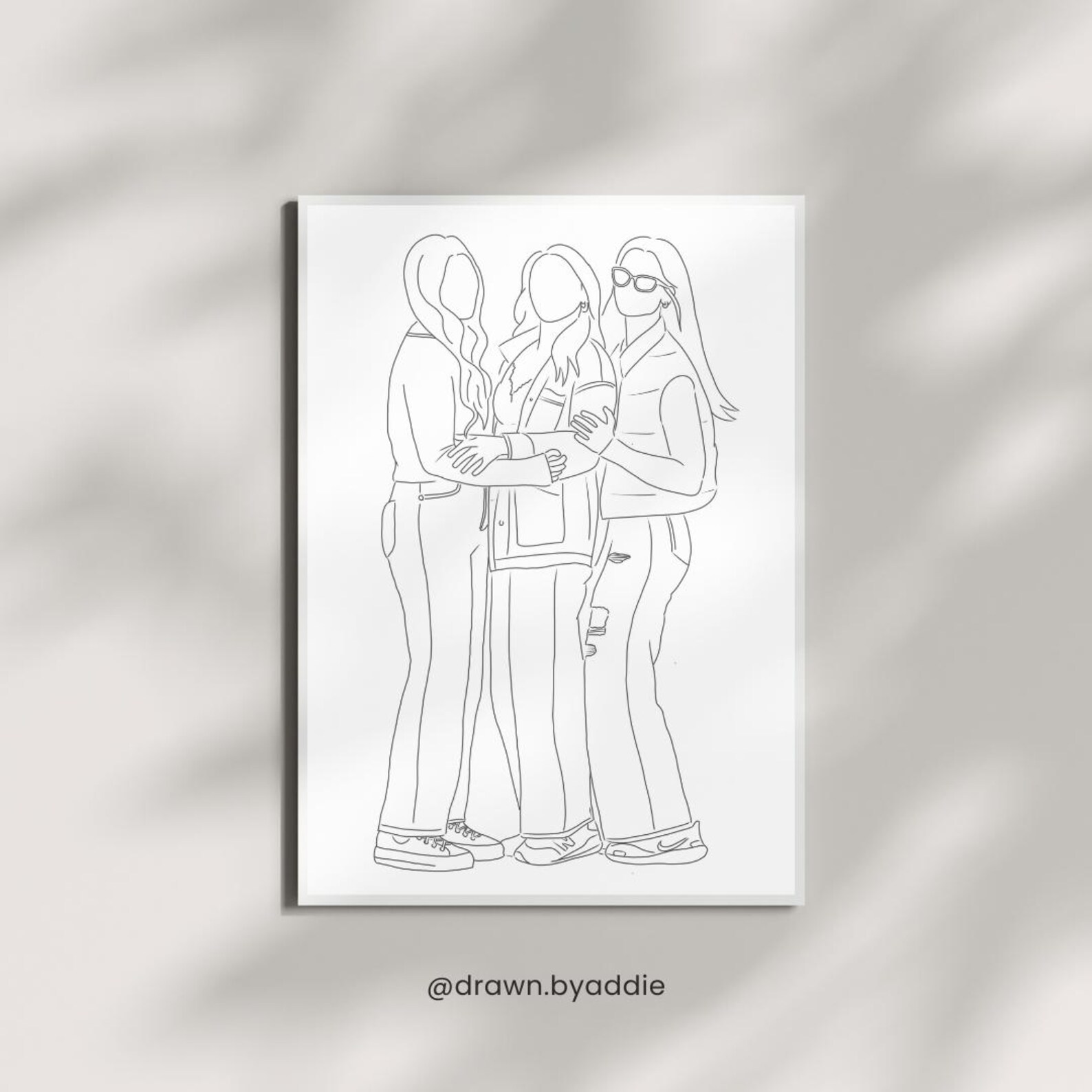 Bestie Line Art Print – Minimal Hand Drawn Illustration, Friendship ...