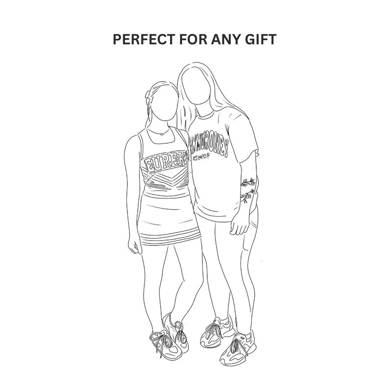 Bestie Line Art Print – Minimal Hand Drawn Illustration, Friendship ...